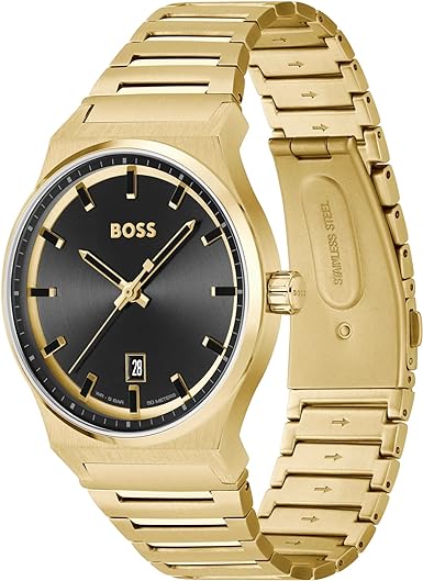 BOSS Men's Candor Yellow Gold Ionic Plated Stainless Steel Case and ...