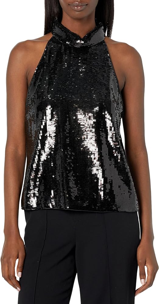 Theory Women's Sequin Rolled-Neck Halter Top - Sithimy.com