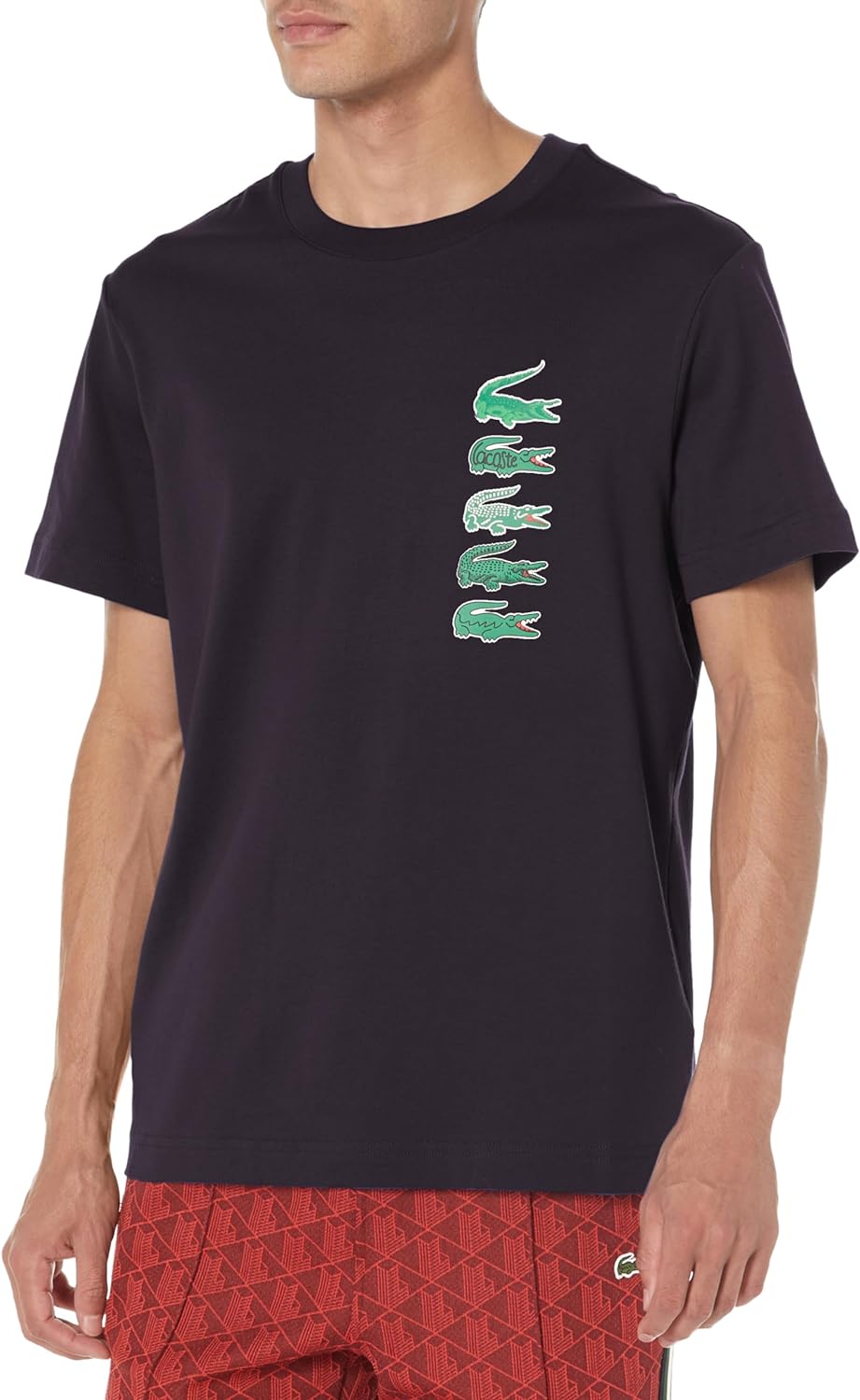 Lacoste Men's Short Sleeve Stacked Timeline Croc T-Shirt - Sithimy.com