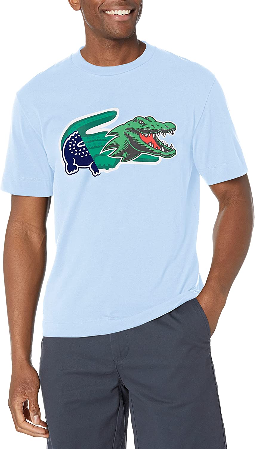 T Shirt Homme Lacoste Men s Holiday Relaxed Fit Oversized Crocodile T Shirt Sithimy