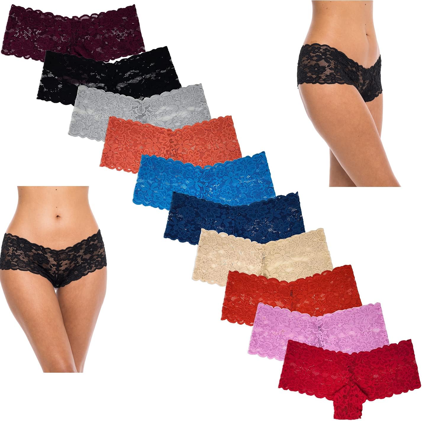 Sexy Basics Women's 10 Pack Lace Hipster Panties - Sithimy.com