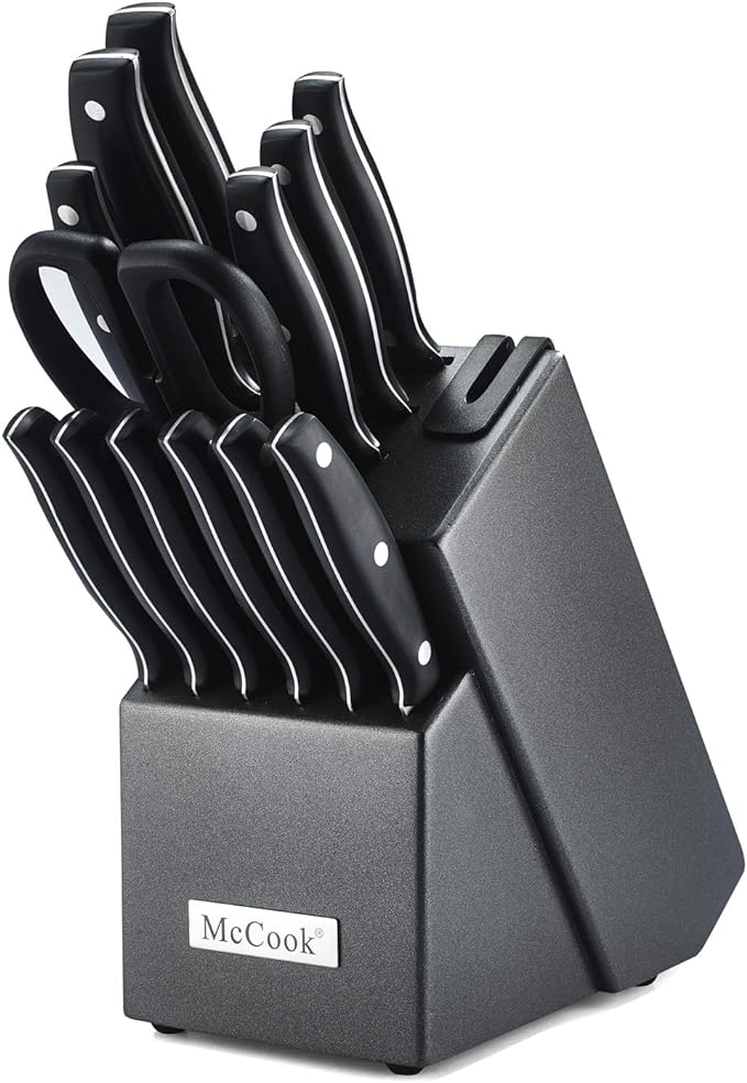 McCook MC39 14 Pieces Full Tang Triple Rivet Kitchen Knife Block Set ...
