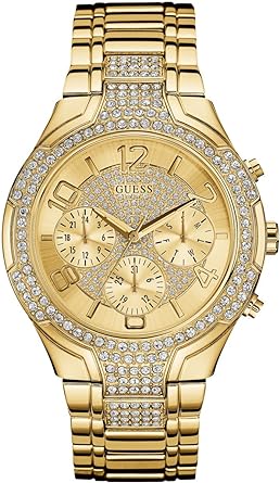 GUESS Women's Gold-Tone Stainless Steel Crystal Embellished Bracelet ...