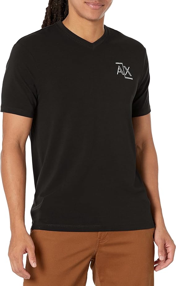 T Shirt Homme A X ARMANI EXCHANGE Men s Slim Fit V Neck Stretch Cotton Jersey Logo Tee Sithimy