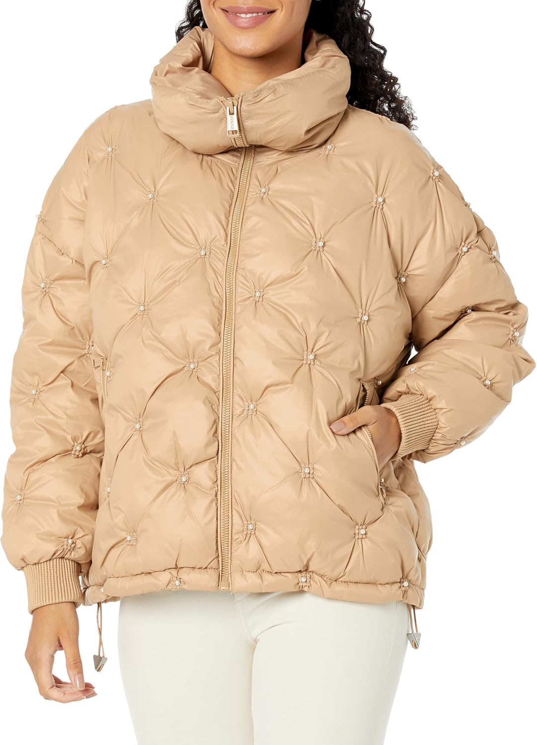 GUESS Women's Perla Embellished Puffa - Sithimy.com